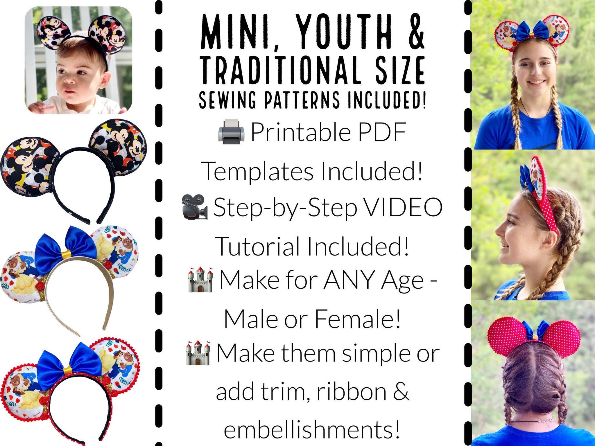 🏰 How to Sew an EASY Mouse Ears Headband (Baby, Youth & Park Size ...